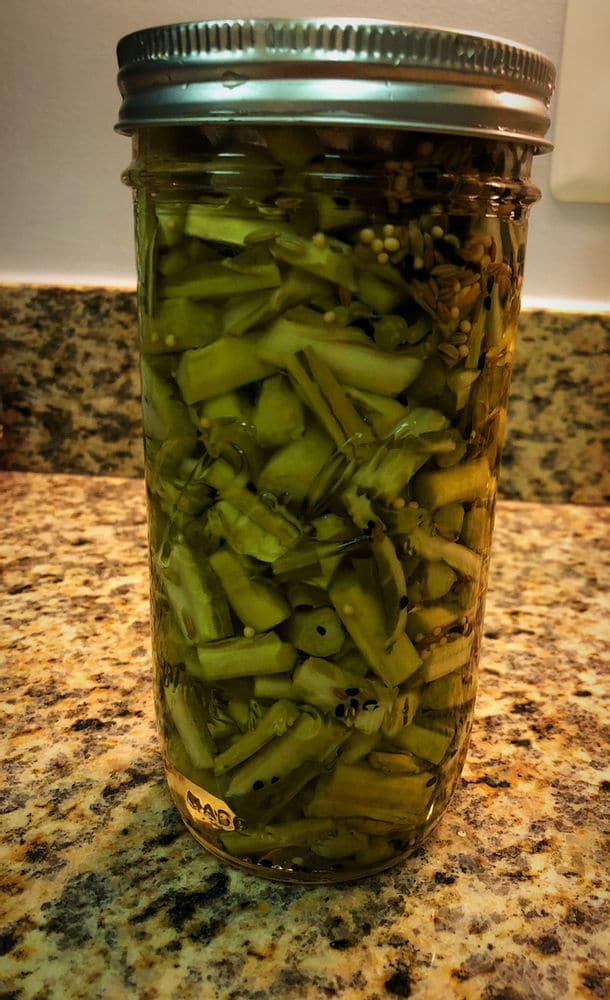 Collard stems make yummy fridge pickles!
