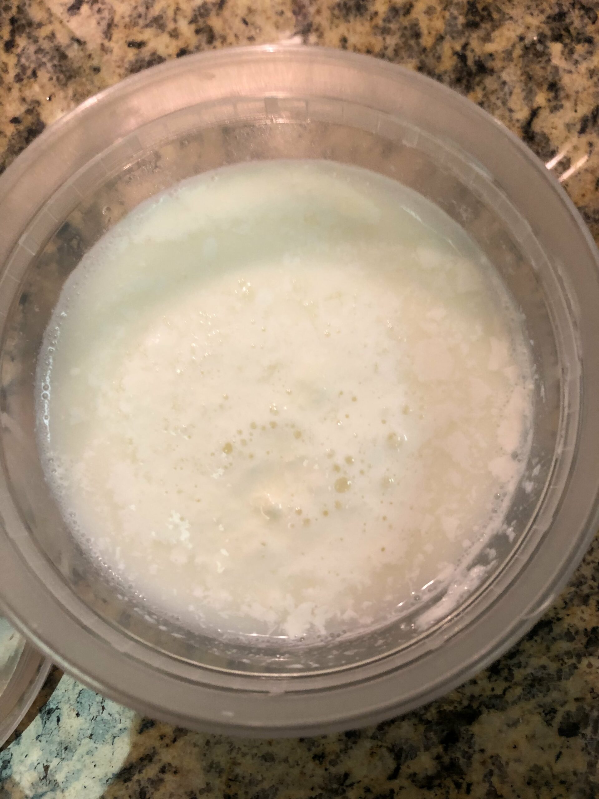 Defrosted milk looks weird, chunky